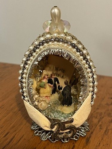 Vtg Handmade Fancy Egg Diorama 25th Wedding Anniversary Cake Topper ...