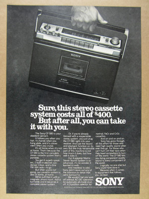 1976 Sony CF-580 CF580 Portable Stereo boombox photo vintage print Ad ...