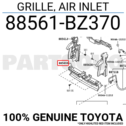 88561BZ370 Genuine Toyota GRILLE, AIR INLET 88561-BZ370 | eBay