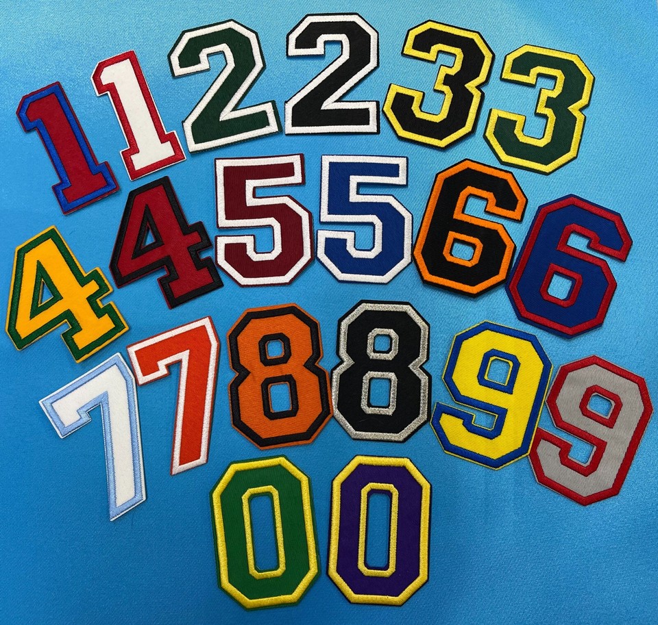 College Numbers Patch Varsity Letterman Embroidered Iron-on Sports Bag ...