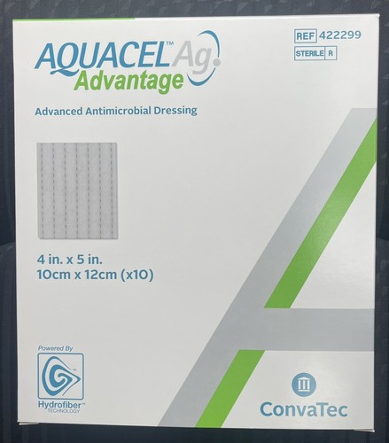 CONVATEC 422299 AQUACEL AG Advantage 4"x5" Antimicrob DRESSING, Box Of ...