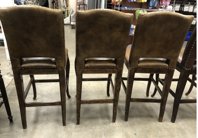Beautiful Lot Of 3 Frontgate Leather Bar Stools Chairs 28.5"H | eBay