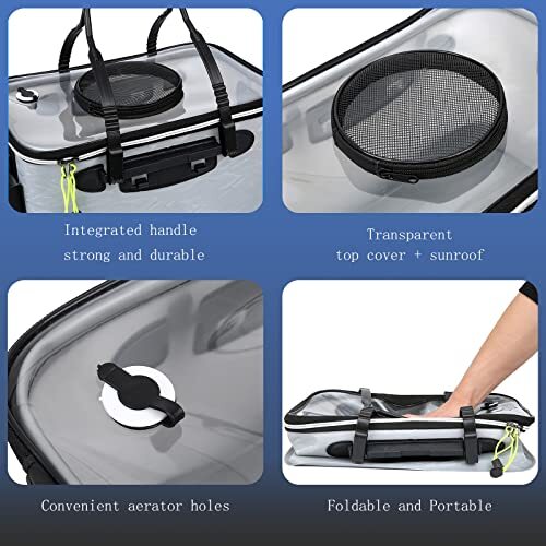 Transparent Lid Fishing Bucket, Portable Foldable Fishing Bucket, Live ...