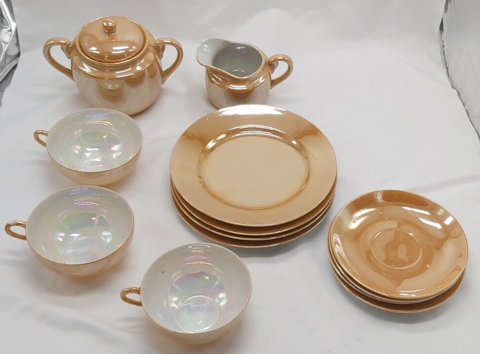 Peach Lusterware Tea Set three piece set Made in Japan | eBay