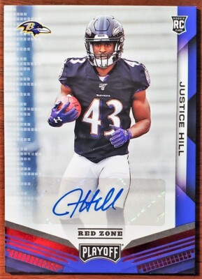 Justice Hill 2019 Playoff Rookies Autographs Red Zone #230 Baltimore ...