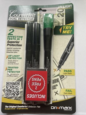 Dri-mark Smart Money Counterfeit Detector Pen with UV Led Light 351UVB ...