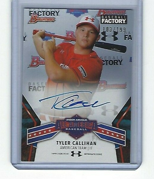TYLER CALLIHAN 2019 Bowman Draft AUTO ALL AMERICAN #/199 UAA-4 REDS ...