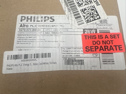 Philips PL-C 26W/841/4P/Alto CFL Light Bulbs 10 PACK Brand New, Open ...