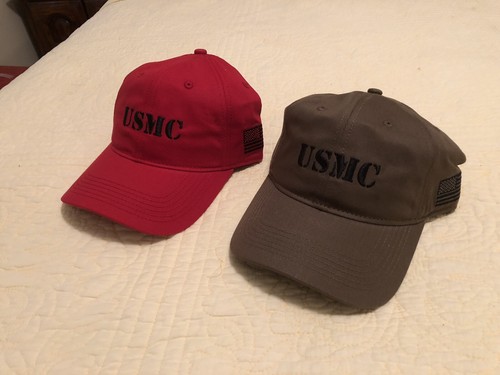 USMC - (2-cap Set) - US MARINES - Adjustable - Red/Olive - BRAND NEW | eBay
