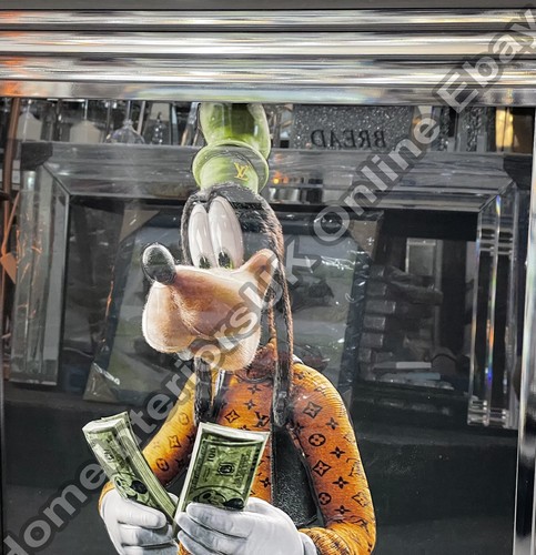 Goofy counting money Disney wall art picture with liquid art & chrome ...