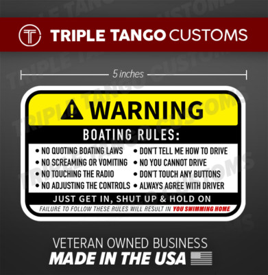 Warning Funny Boating Rules Sticker Boat Dash Label Cup Ice Cooler ...