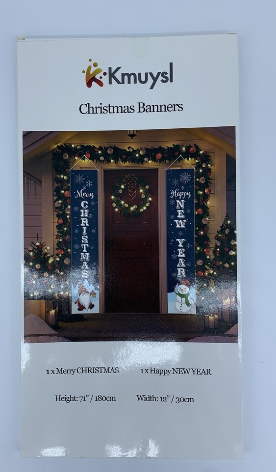 Kmuysl Merry Christmas Happy New Years Banners 71 X 12, Polyester, New ...