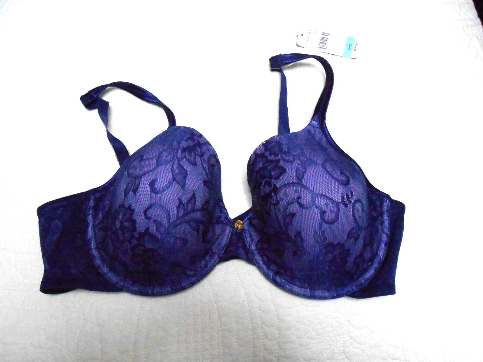 NATORI STYLE 136066 COLOR SEA/LT. IVORY LACE UNDERWIRE PADDED BRA Size ...