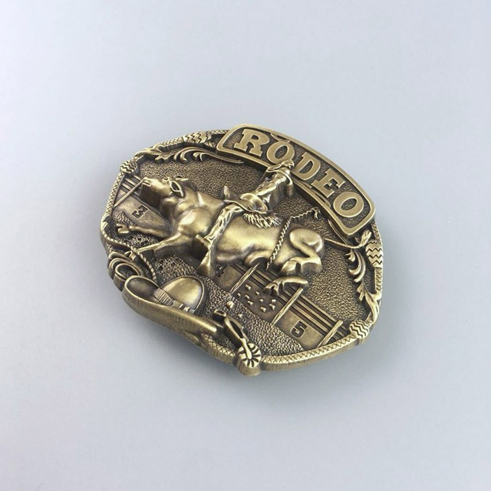 Vintage Bronze Plated Western Rodeo Race Cowboy Belt Buckle Boucle de ...