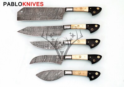Custom Handmade Damascus Steel Kitchen Chef Set Knives / Full Tang ...