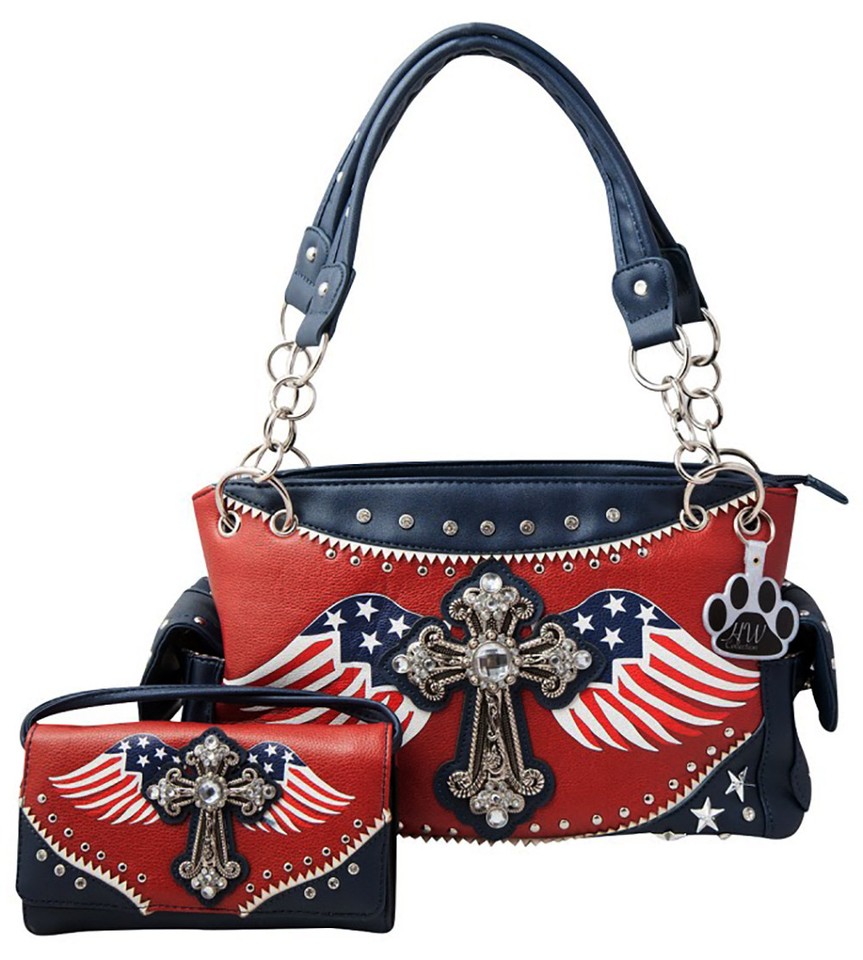 USA American Flag Purse Stars Stripes Western Patriotic Handbag Wallet ...