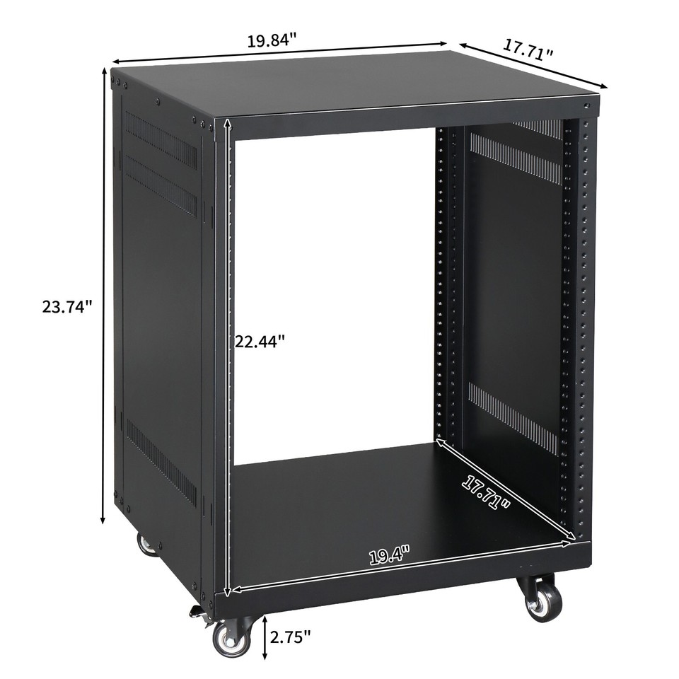 Portable 12U Rack Stand with Lockable Wheels, for 19" Audio, IT, Video ...