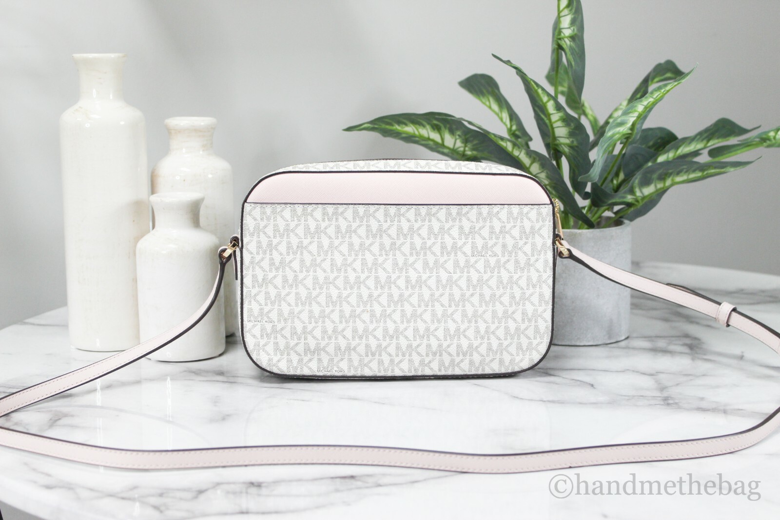 Michael Kors Jet Set Large EW PVC Vanilla Powder Blush Zip Chain ...