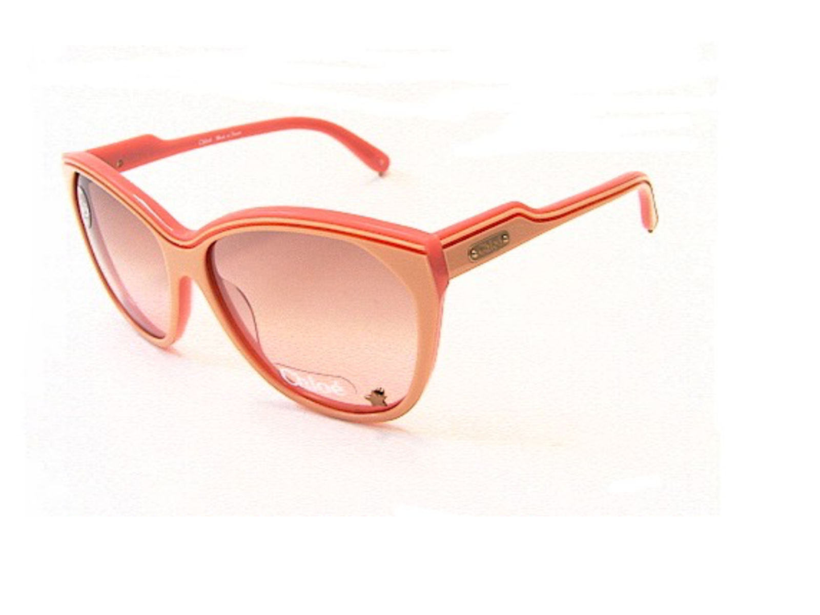 CHLOE Womens CL2181 Pink Plastic Sunglasses Gold Logo New in Case MADE IN FRANCE | eBay