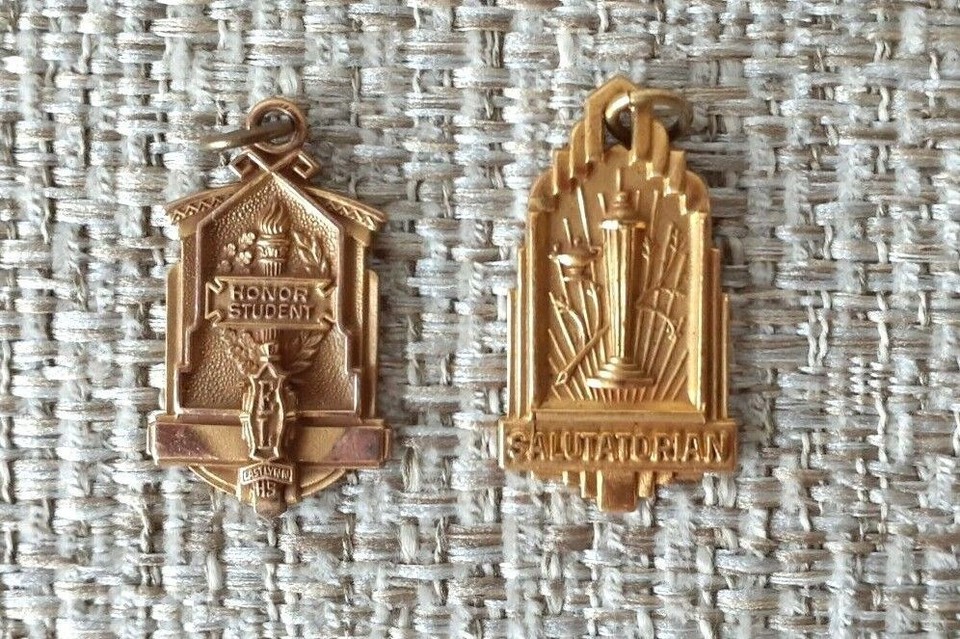 Vintage Gold Filled Class Pins Charms Jewelry 1940s Lot of Two High ...