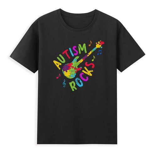 Autism Rocks Shirt Autism Awareness Guitar Puzzle Pieces Vintage Men's ...