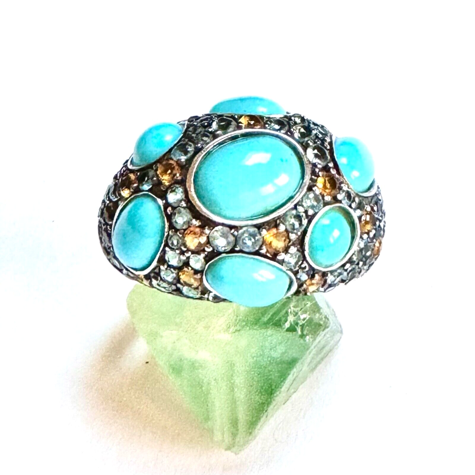 QVC Ring Turquoise Sterling Size 9 Multi Stone EXCELLENT CONDITION | eBay