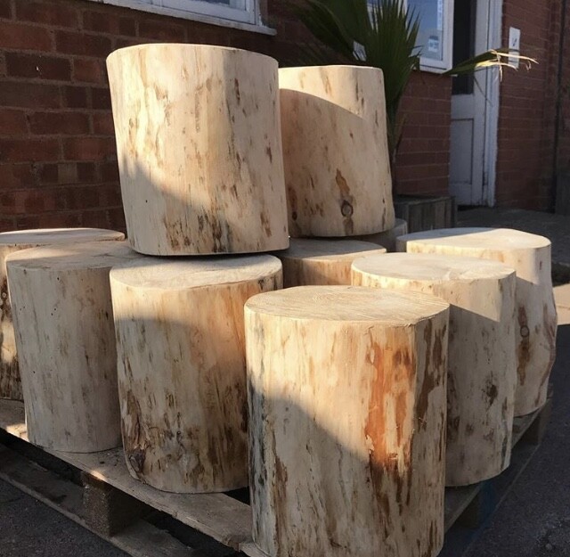 Wooden log stool, side table, pub stool, foot stool, natural or oiled ...