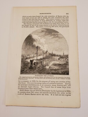 Southwestern View of Boston Massachusetts c. 1861 Engraving | eBay