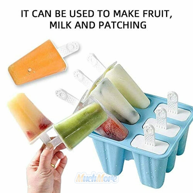 Silicone Popsicle Molds 10 Cavities Reusable Ice Pop Tray w/100 ...