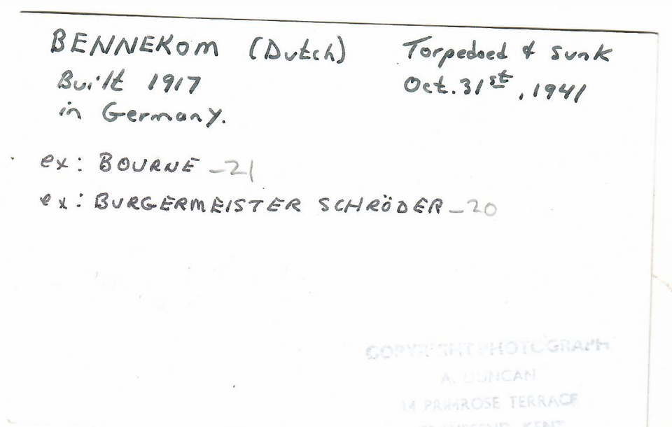 BENNEKOM (1921) -NV Koninklijke Nederlandsche SS (was GERA THEN BOURNE ...