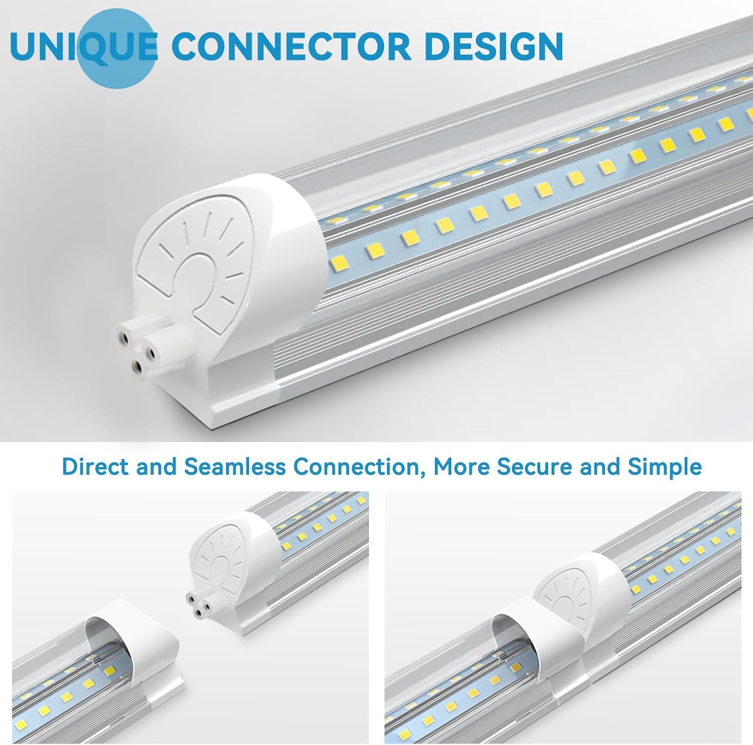 8 Pack 36W 4FT T8 LED Shop Light Fixtures 6500K Linkable 4' LED Tube ...