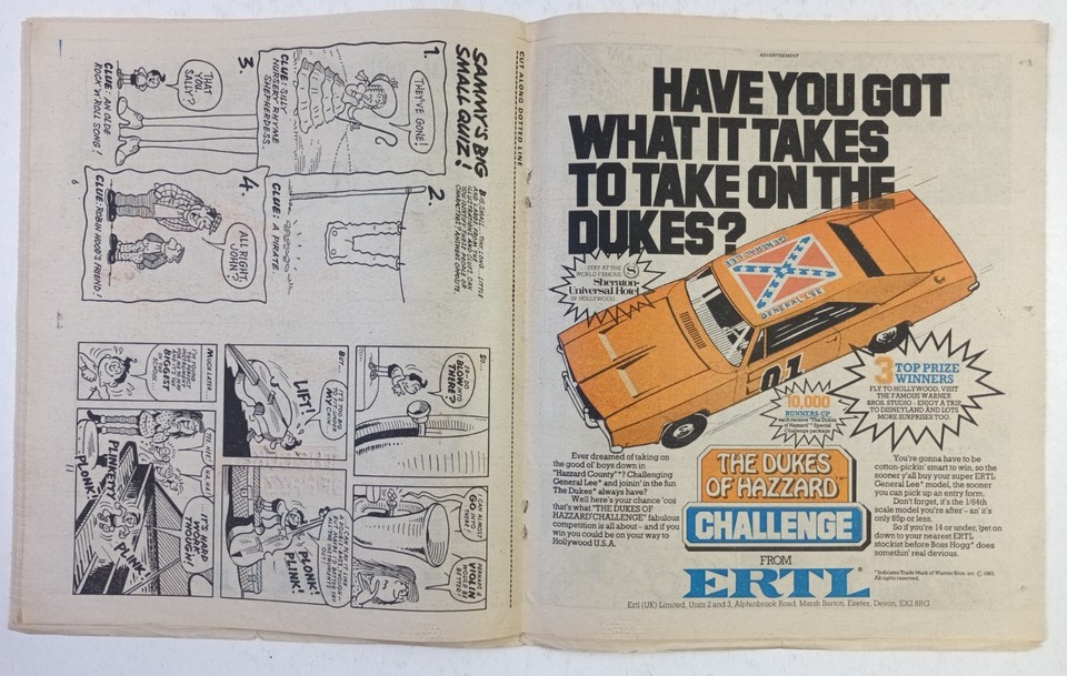 WHIZZER & CHIPS OCTOBER 29 1983 TOPPIE AD ERTL DUKES OF HAZZARD GENERAL ...