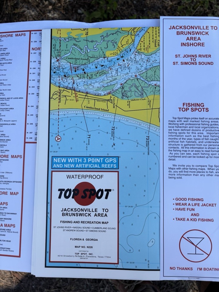 Top Spot Waterproof Chart Jacksonville To Brunswick Ga Good Plus ...