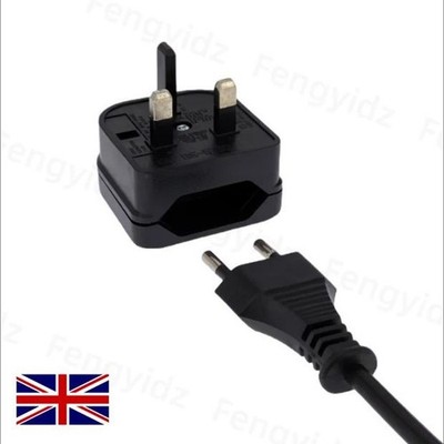 EU European Euro Europe 2-Pin To 3-Pin UK Travel Plug Socket Converter ...