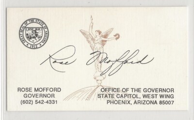 Rose Mofford former Arizona Governor, signed political business card | eBay