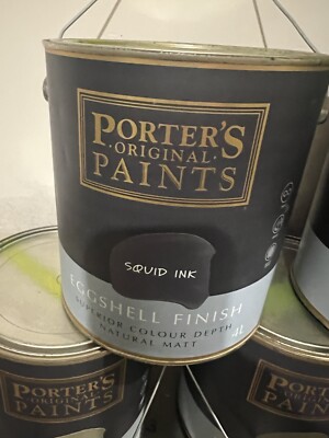 Porter's 4 Litres Squid Ink Eggshell Finish Washable Paint Int/Ext Use ...