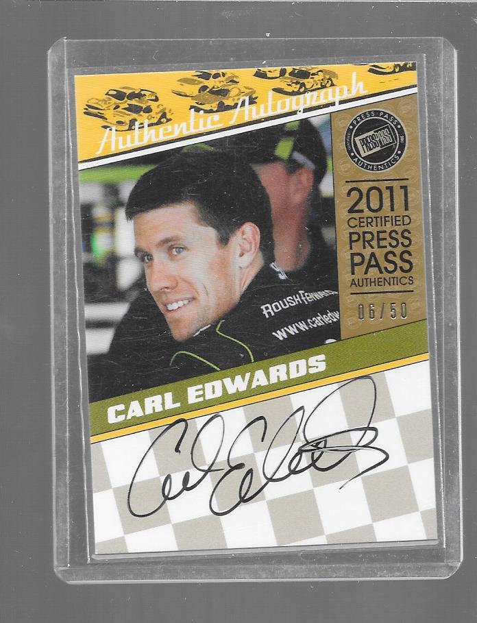 2011 Press Pass Legends - CARL EDWARDS - Autograph - NASCAR #d 06/50 | eBay