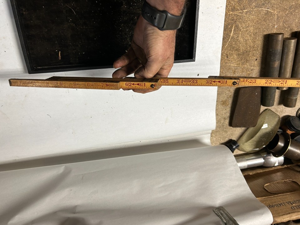 MACHINIST TOOL LATHE MILL Vintage Interlox Folding Slide Wood Ruler ...