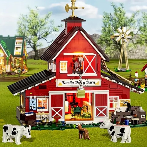 1368pcs F9037 Model Block Brick Home Decoration Cow Barns Building ...