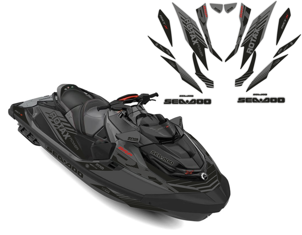 SEADOO RXT RXT-X 300 triple black jet ski graphics kit decals set wrap ...