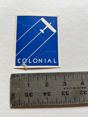 Vintage 1930s Colonial Airways Airline Luggage Baggage Label Sticker ...