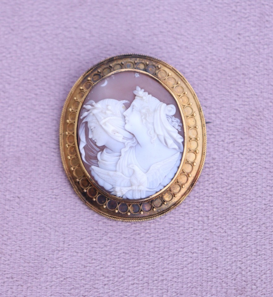 Antique Shell Cameo Brooch 14k Gold 2nd half 19th century | eBay
