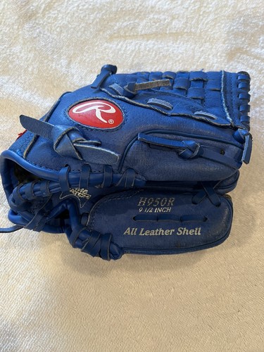 Rawlings Blue H950R 9.5" Baseball Glove. All Leather Shell L Hand. R ...
