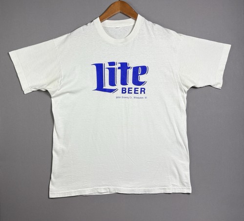 Vintage 90s Miller Lite Beer Tee Sz XL Logo USA Single Stitch Mizzou ...