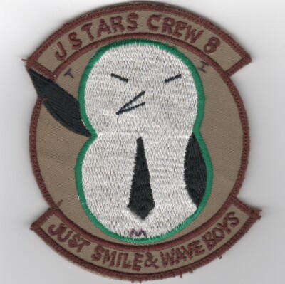 4" USAF AIR FORCE JSTARS CREW 8 SMILE WAVE BOYS DESERT EMBROIDERED ...