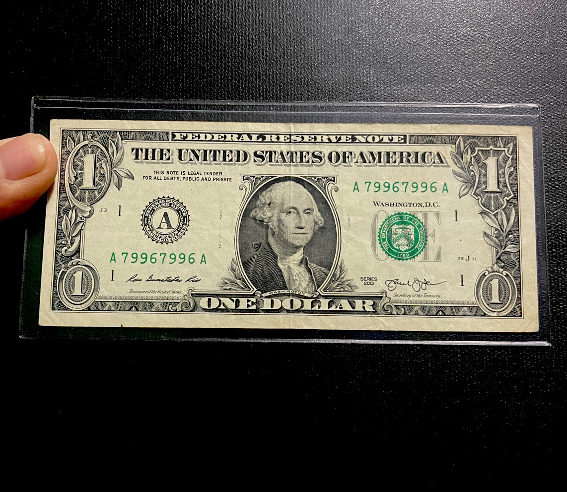 2013-Fancy Serial Number Bank Note Dollar Rare Repeater Bill A79967996A ...