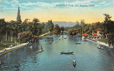 Panoramic View Hollenbeck Park Boats Lake Scene Los Angeles,CA 1910's ...