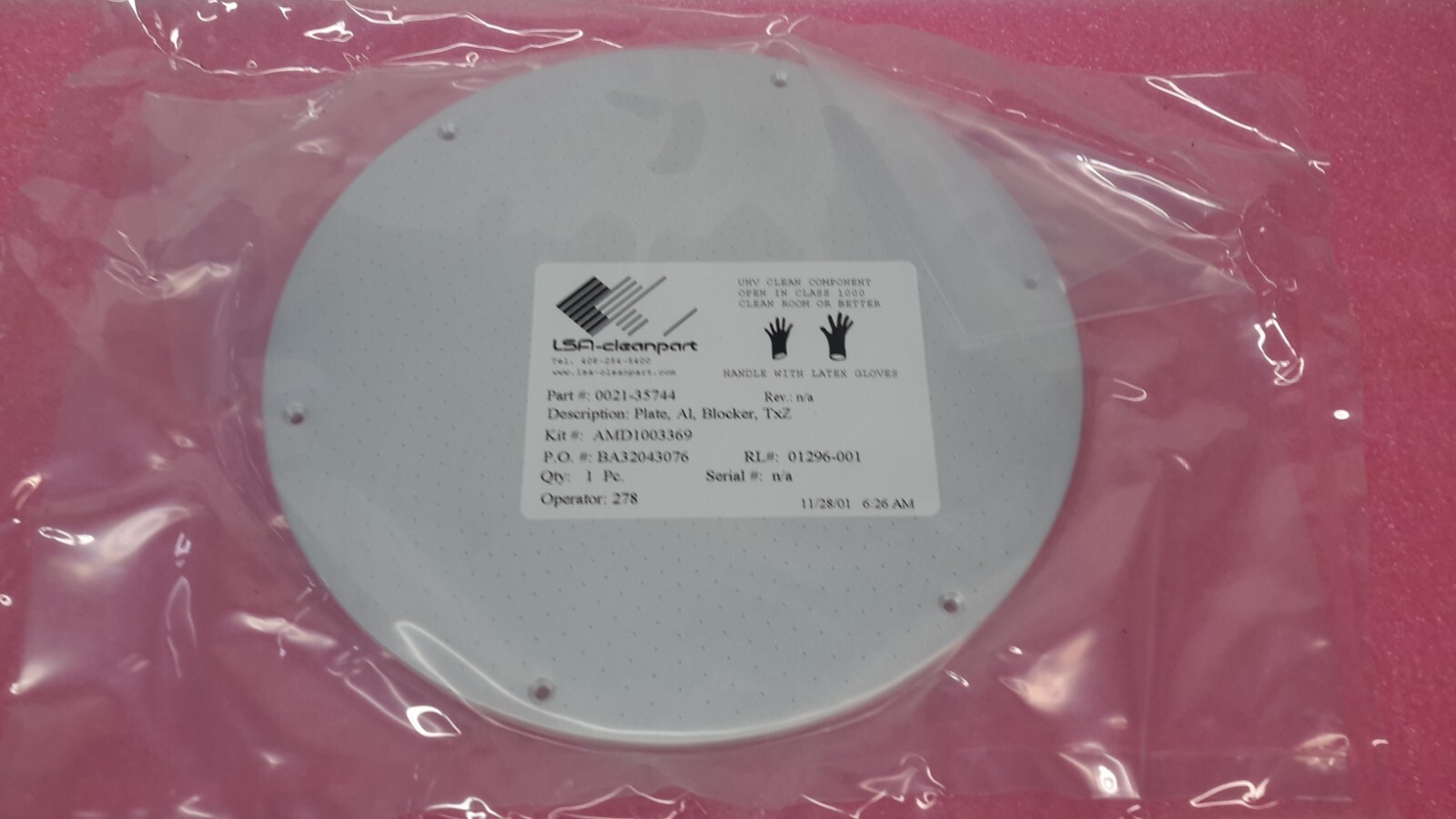 Applied Materials 0021-35744 Plate Blocker TXZ 200mm new in double bag ...