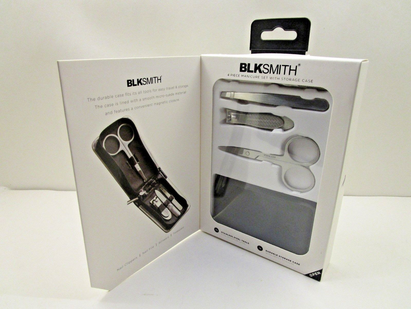 NEW BLKSMITH Men's Manicure 4 pc Set Kit With Storage Case Stainless ...