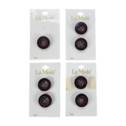 La Mode Brown Round Four-Hole Collectible Sewing Buttons On Cards, 7 ...